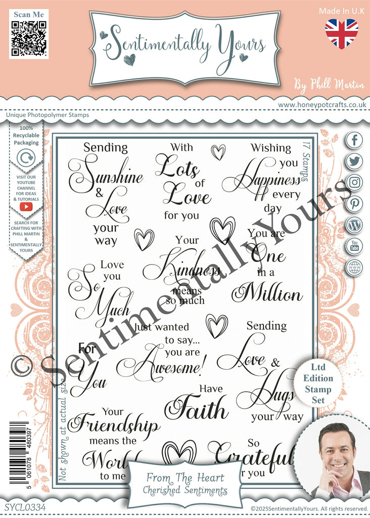 Phill Martin Sentimentally Yours A5 Clear Stamp Set - From the Heart ...